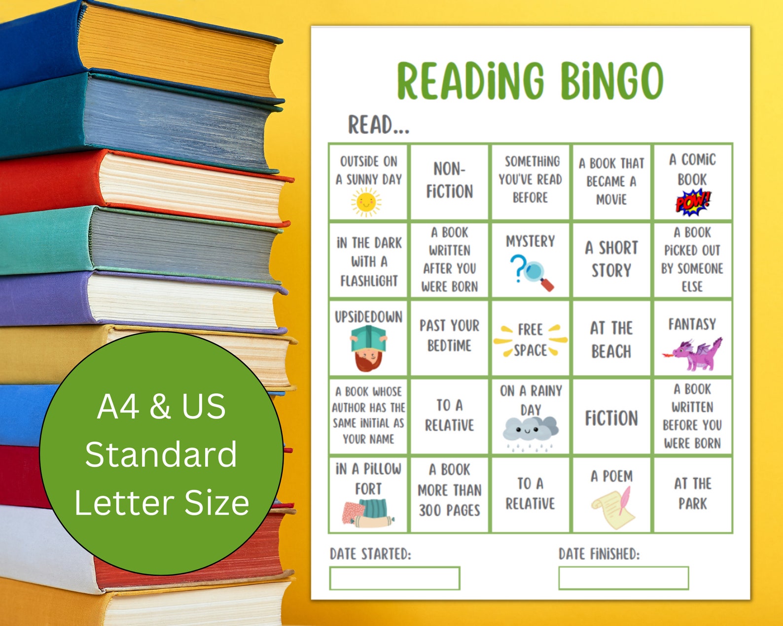 Reading Bingo Printable Reading List Book Checklist - Etsy