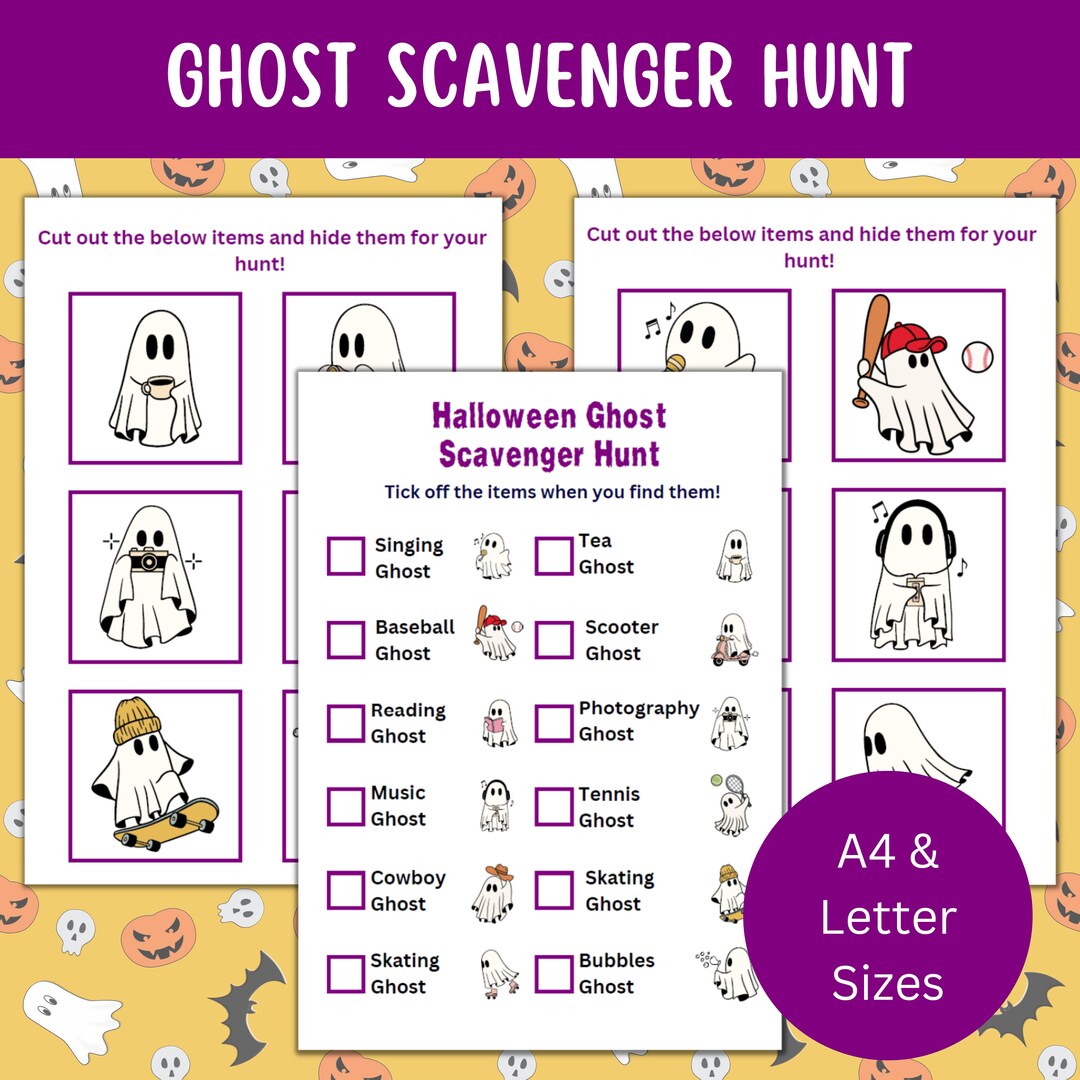 Ghost Scavenger Hunt, Halloween, Printable, Picture Card, Hide and Seek ...