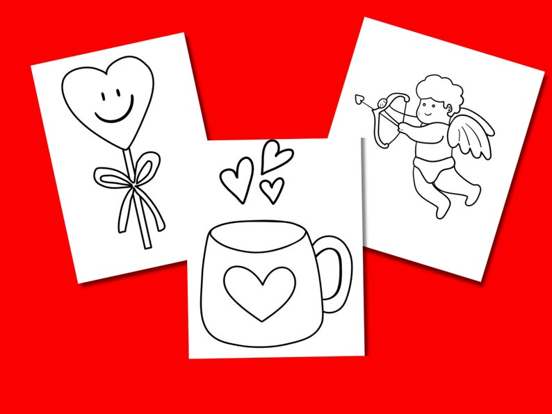15 Valentine's Day Coloring Pages Love Heart February - Etsy