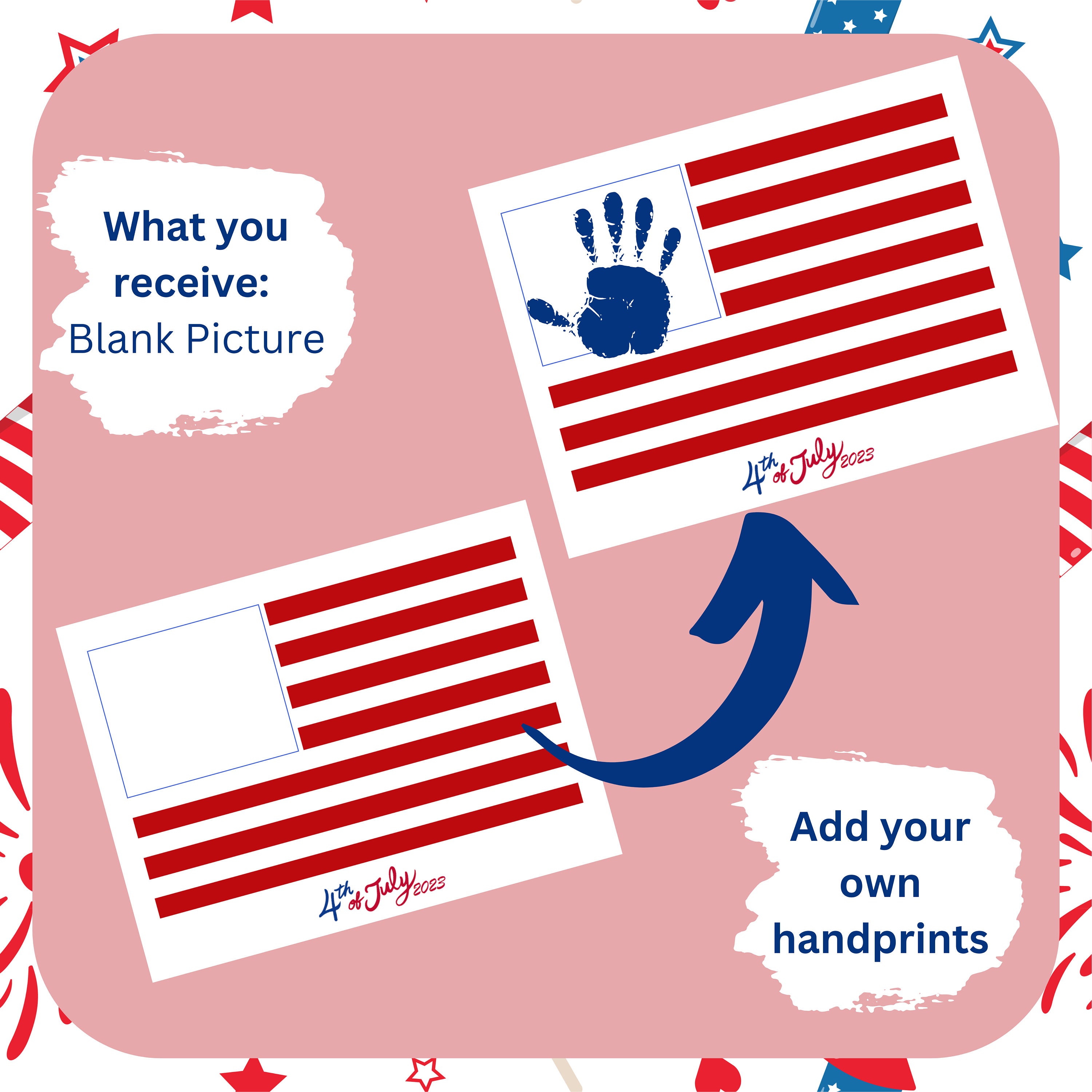 4th of July Handprint Art, July Craft, Handprint Keepsake, Independence ...