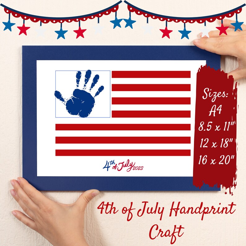 4th of July Handprint Art, July Craft, Handprint Keepsake, Independence ...