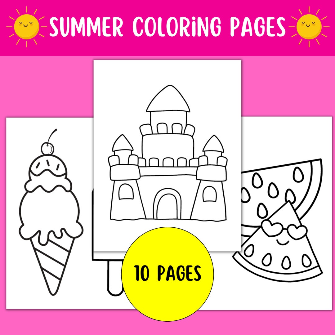 10 Summer Coloring Pages Printable Kindergarten Pre K Instant Download ...