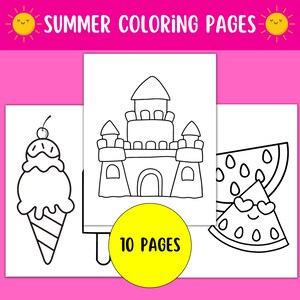 10 Summer Coloring Pages Printable Kindergarten Pre K Instant Download ...