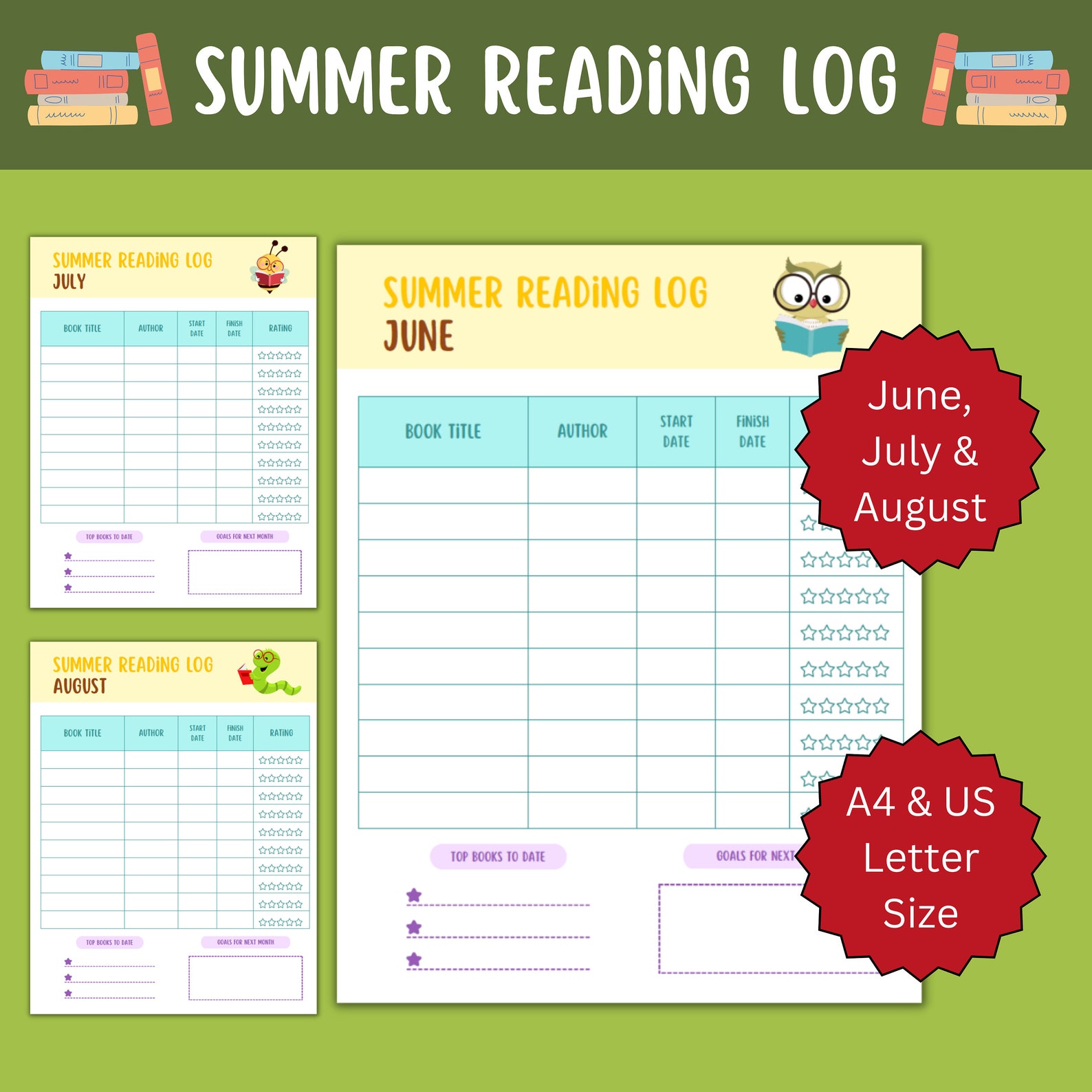 Summer Reading Log | Printable Reading List | Book Report | Kids ...