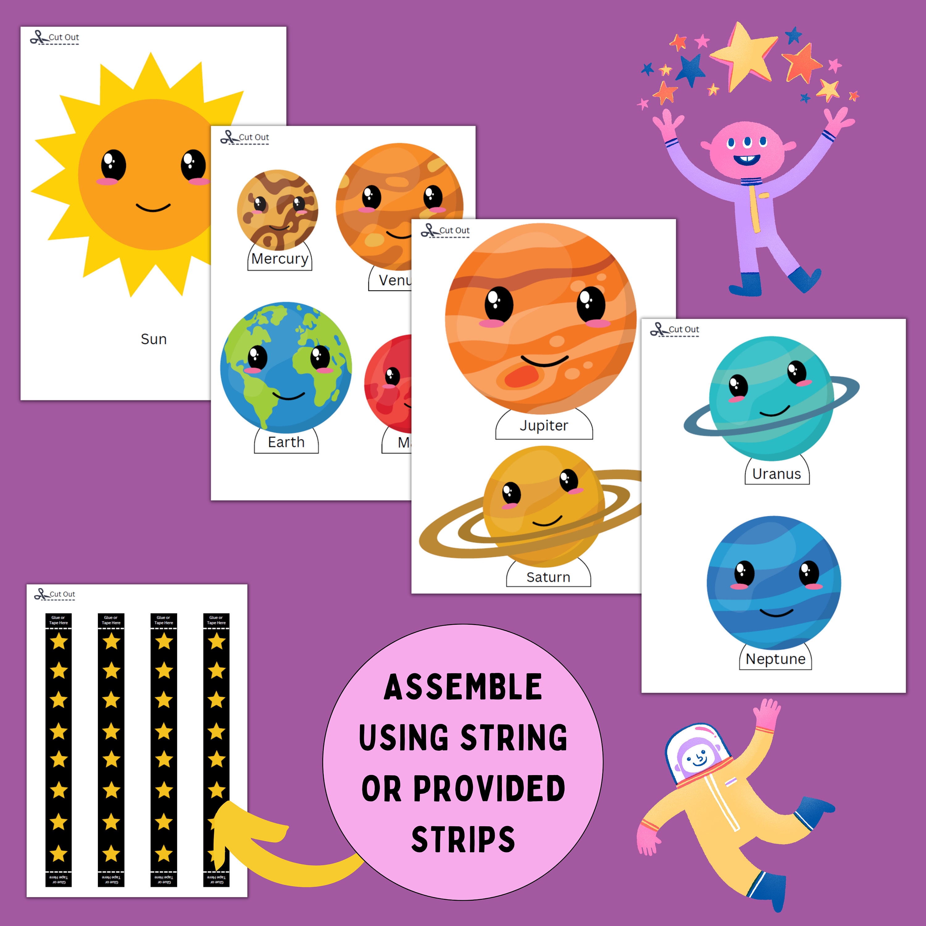 Solar System Mobile Door Hanging Craft | Coloring | Space Planets ...