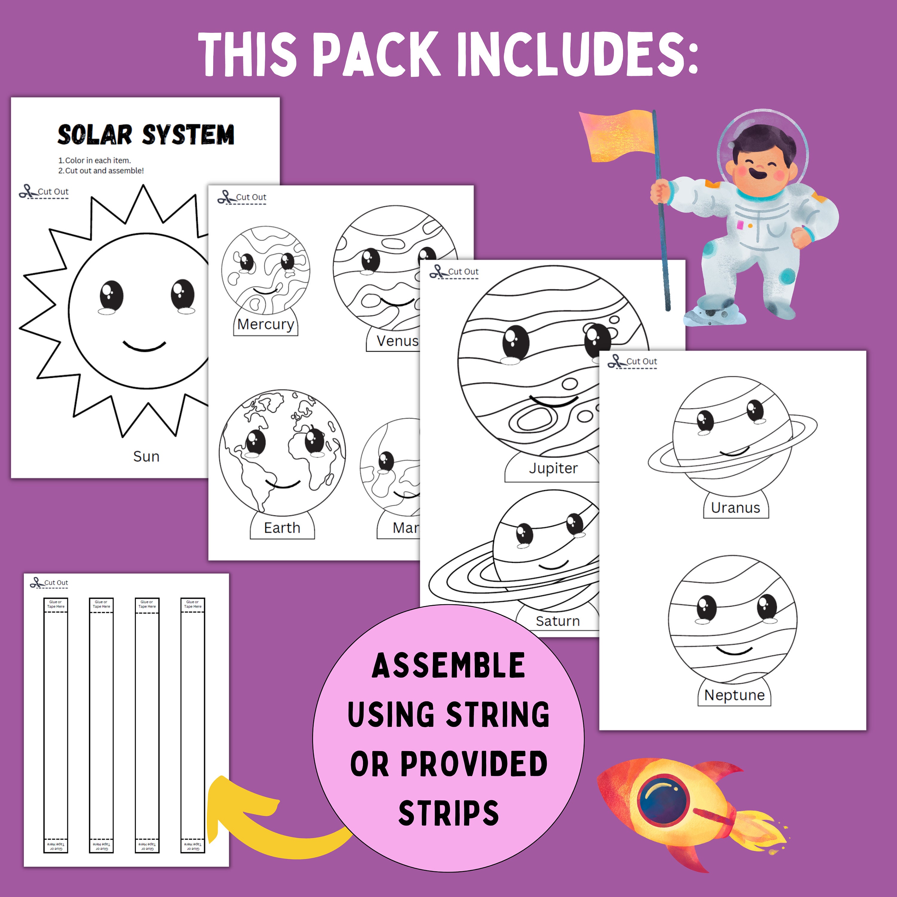 Solar System Mobile Door Hanging Craft | Coloring | Space Planets ...