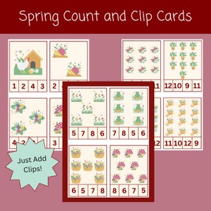 Count and Clip Cards Spring 1 12 Kindergarten Pre K Homeschool Math for ...