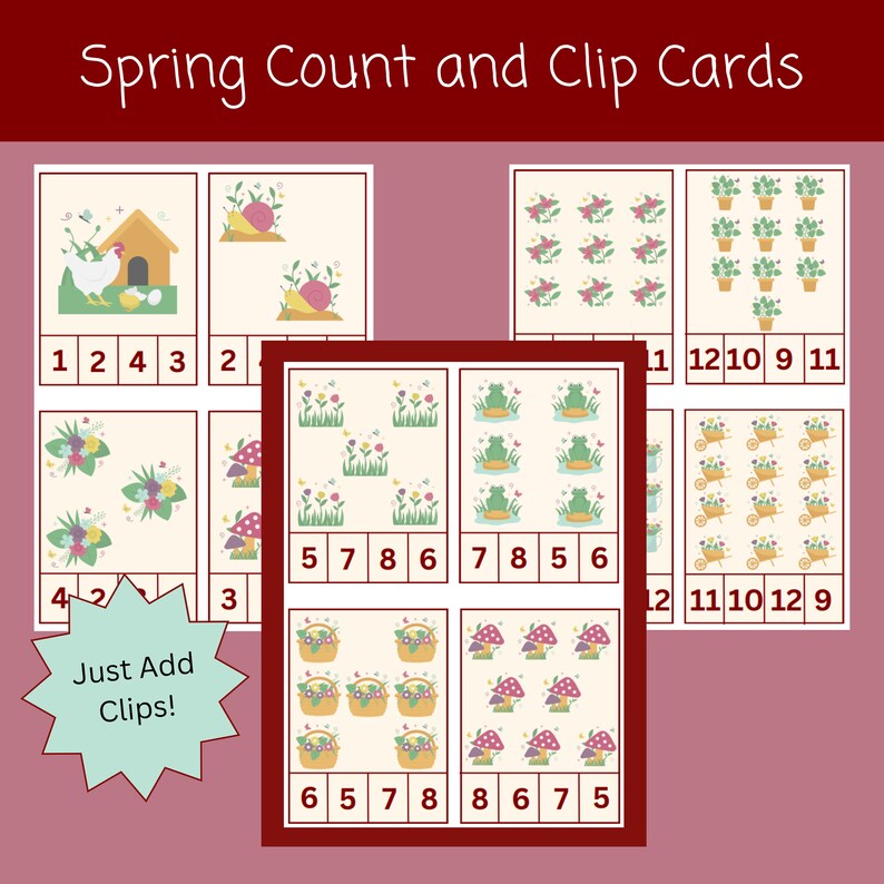 Count and Clip Cards | Spring | 1 - 12 | Kindergarten | Pre K ...