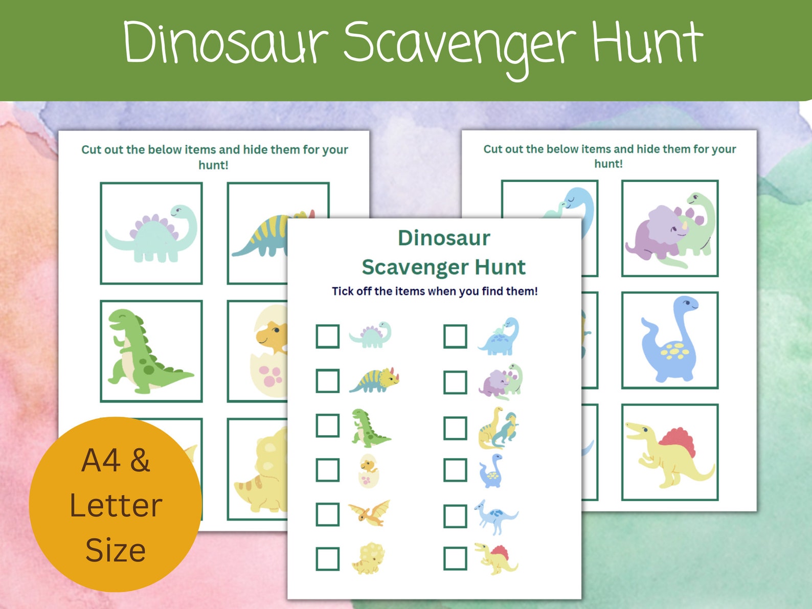 Dinosaur Scavenger Picture Cards Printable Party Game - Etsy