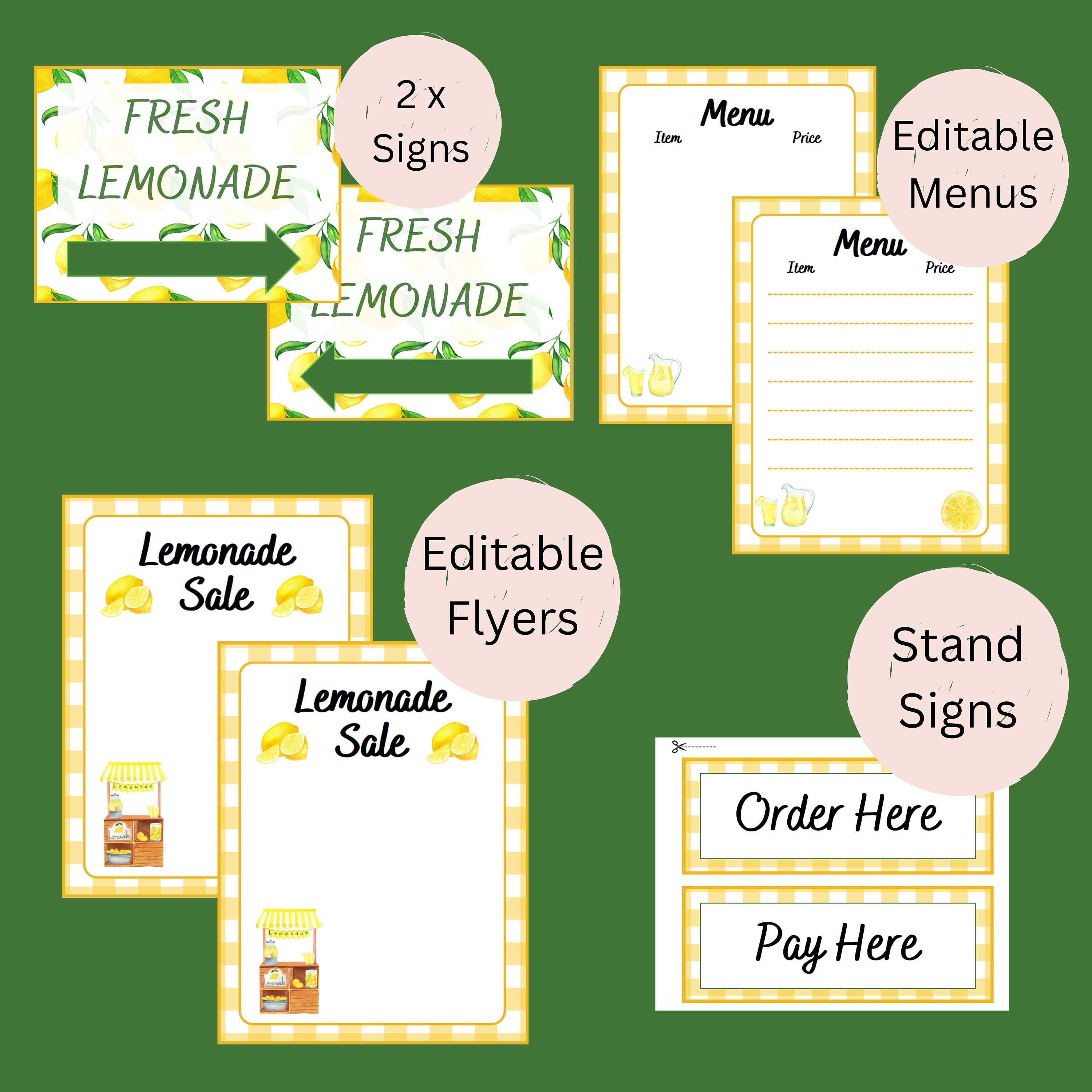 Lemonade Stand Bundle Kit | Printable | Customize Personalize | Summer ...