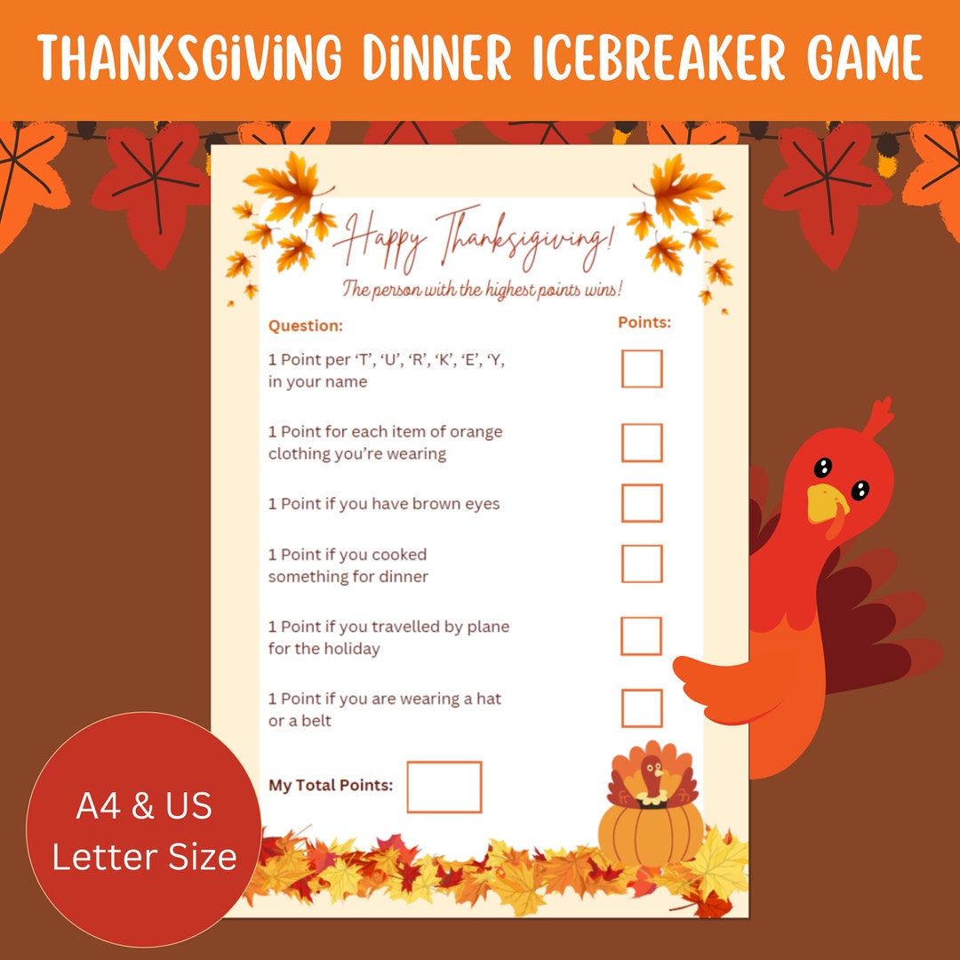 Thanksgiving Printable Game, Icebreaker, Canadian Thanksgiving ...