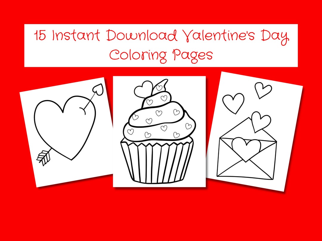 15 Valentine's Day Coloring Pages Love Heart February - Etsy