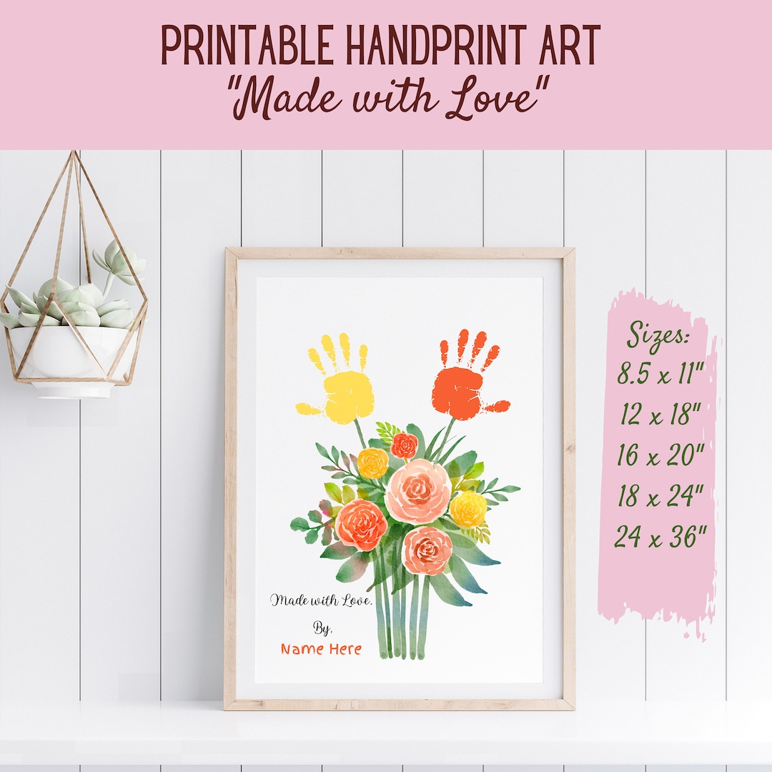 Mother's Day Handprint Art, Made With Love, Craft, Handprint Keepsake ...