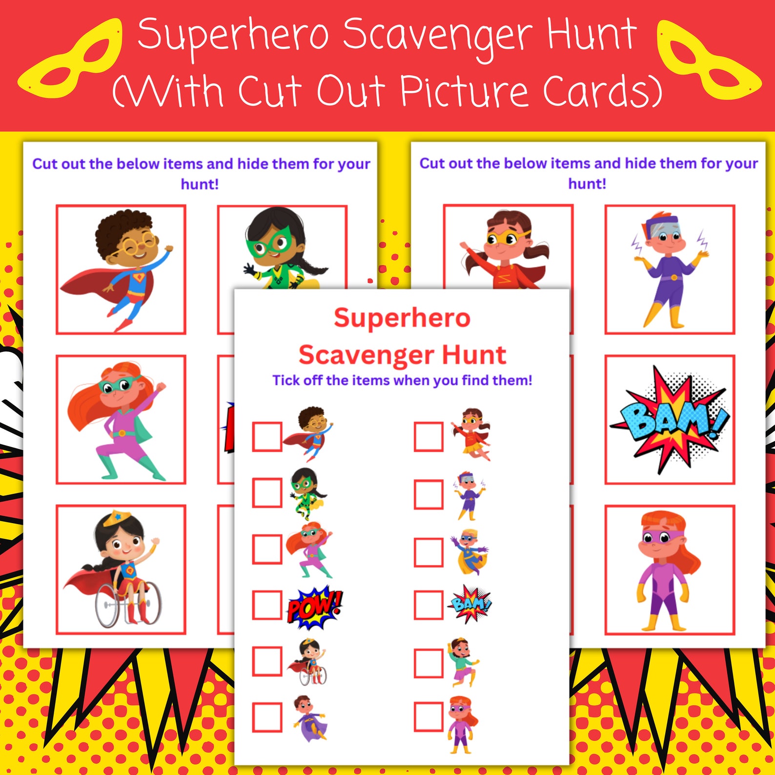 Superhero Scavenger Hunt | Printable | Picture Card | Instant Download ...