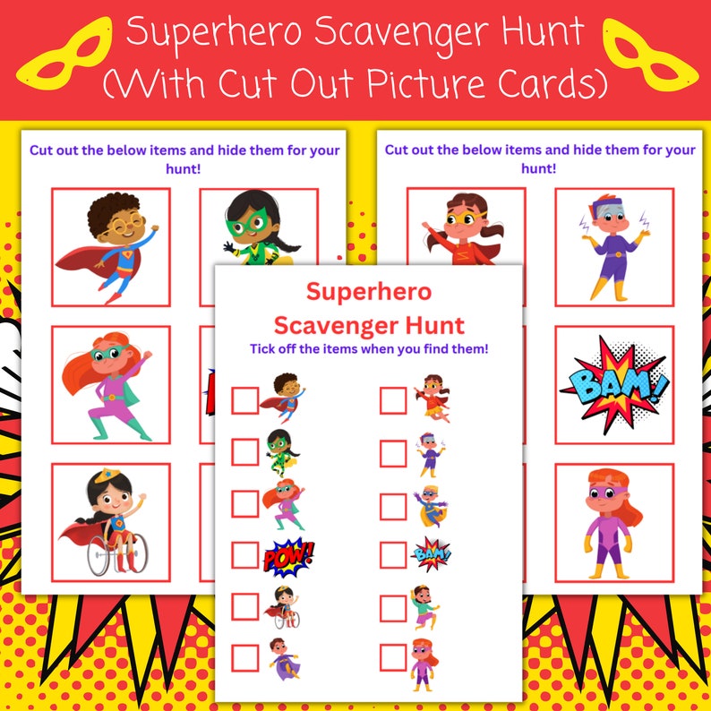 Superhero Scavenger Hunt | Printable | Picture Card | Instant Download ...