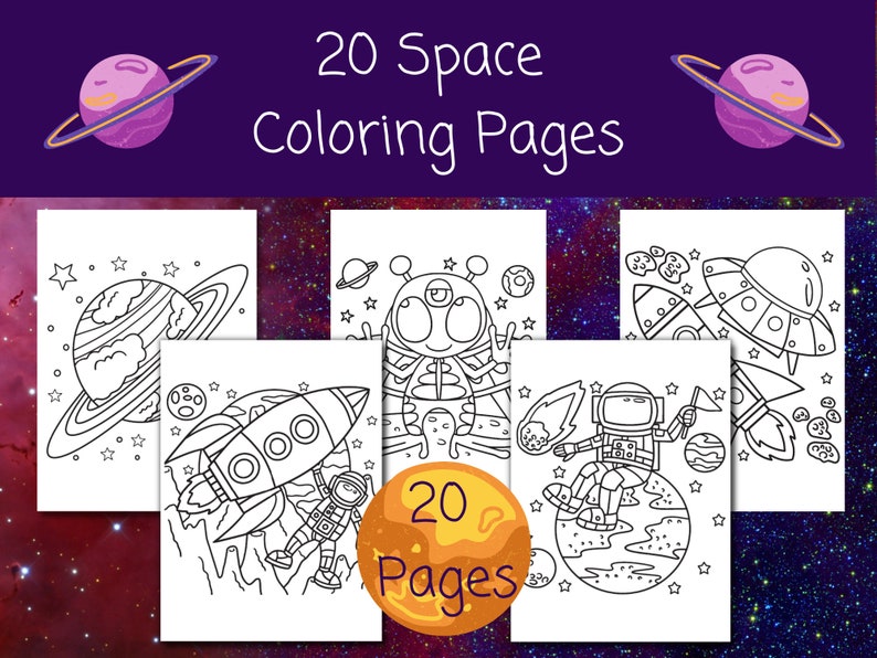 20 Space Coloring Pages Outer Space Science Planet - Etsy