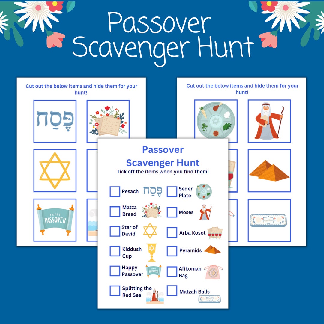 Passover Scavenger Hunt | Printable | Judaism | Pesach | Kids Activity ...