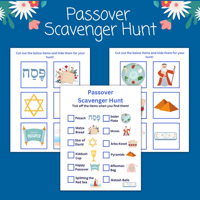 Passover Scavenger Hunt | Printable | Judaism | Pesach | Kids Activity ...