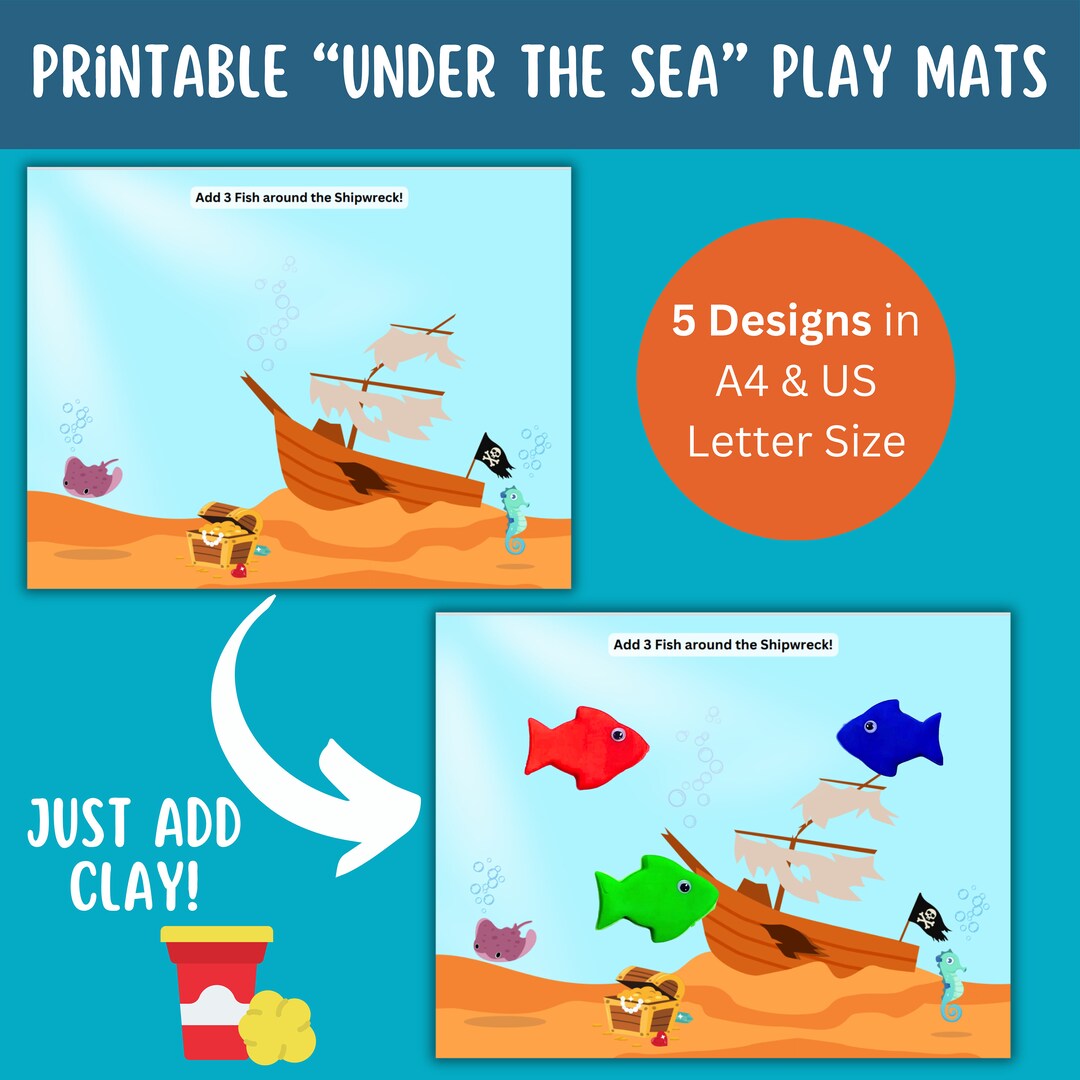 Play Doh Mats Under the Sea, Learning Mats, Model Magic, Modelling Clay ...