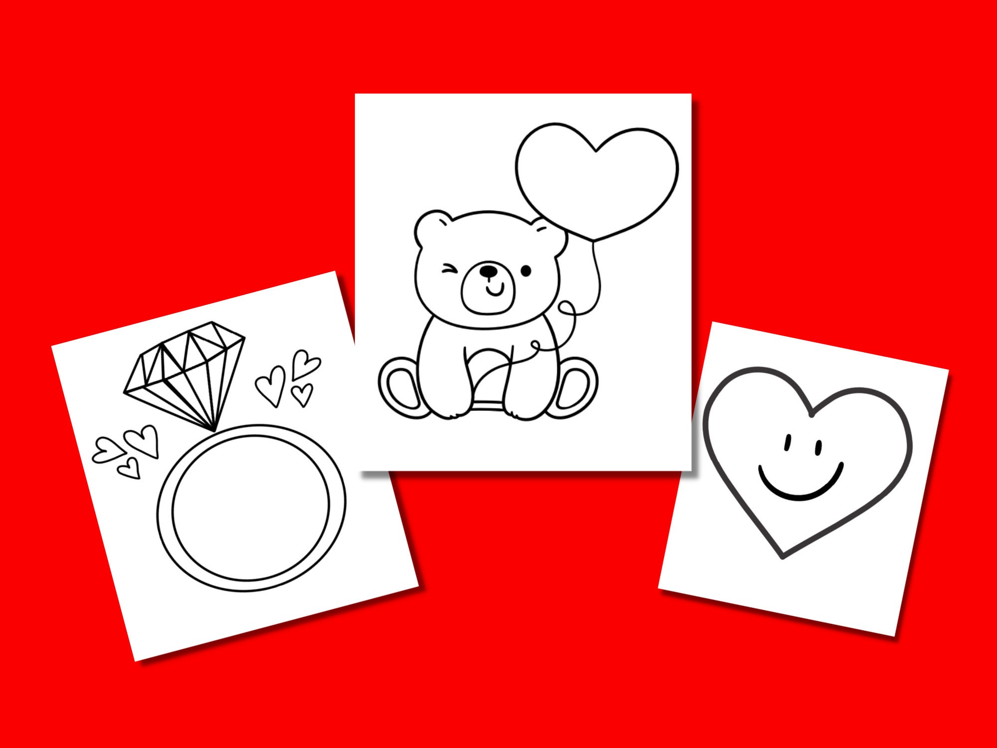 15 Valentine's Day Coloring Pages Love Heart February - Etsy