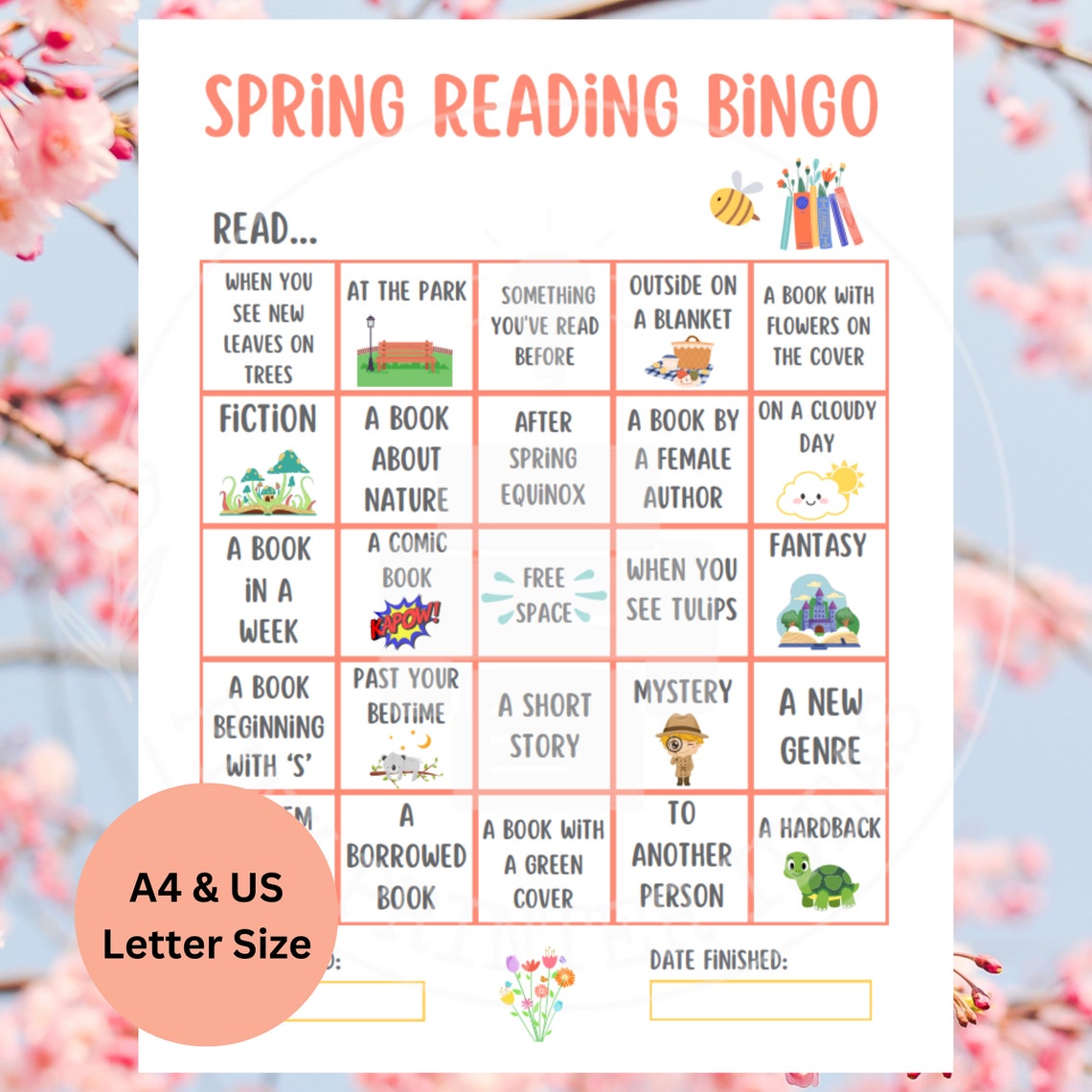 Spring Reading Bingo, Printable, Reading List, Book Checklist, Kids ...