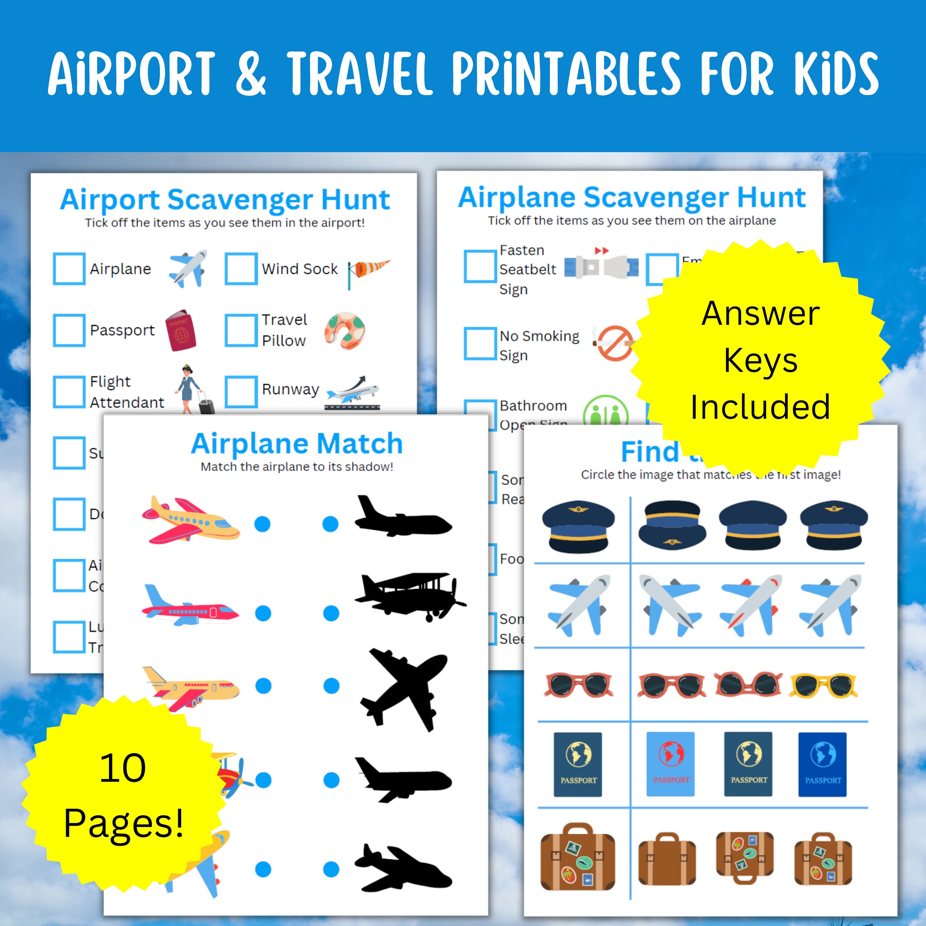 Travel Printable Activities for Kids | Airport Airplane Activities ...