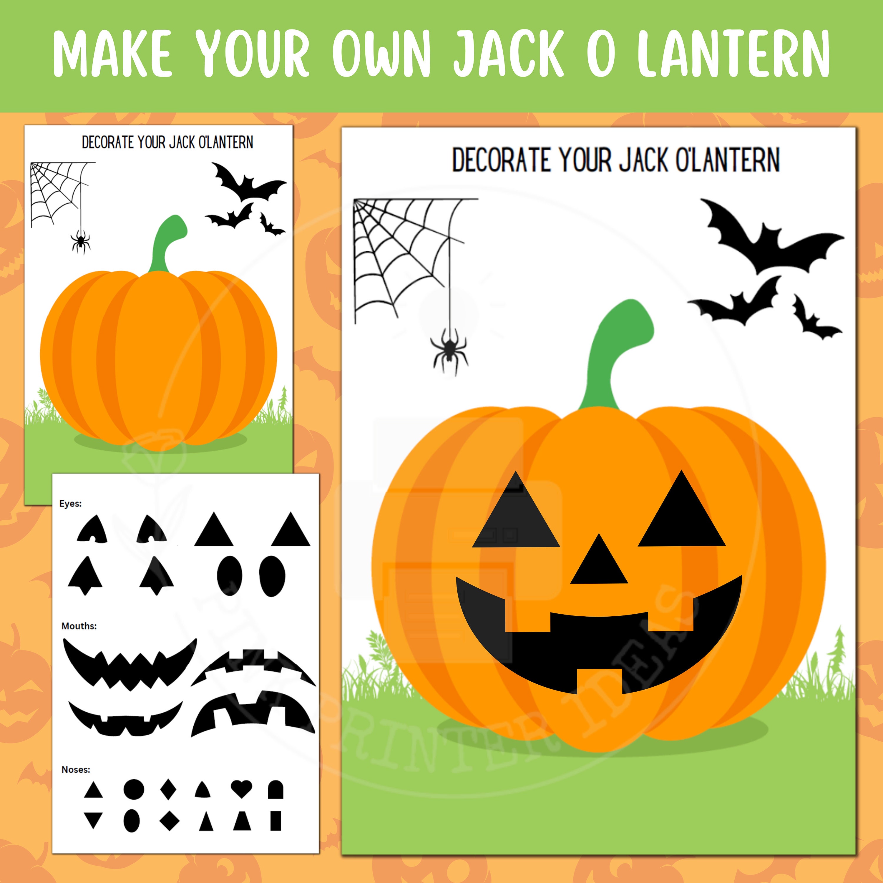 Make O Lantern, Halloween Printable, Jack O Lantern DIY, Printable ...