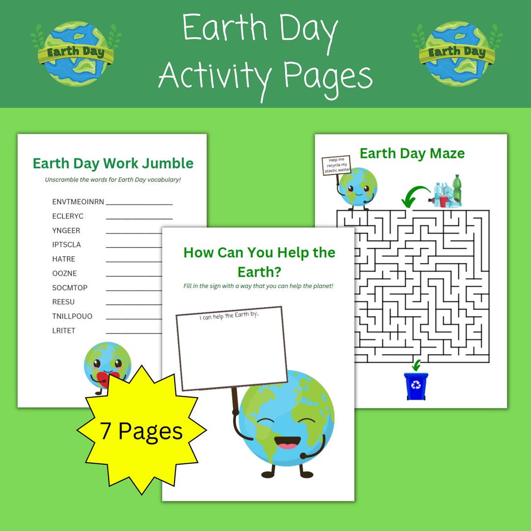 Earth Day Activity Pages | Help the Earth | Maze | Word Jumble ...