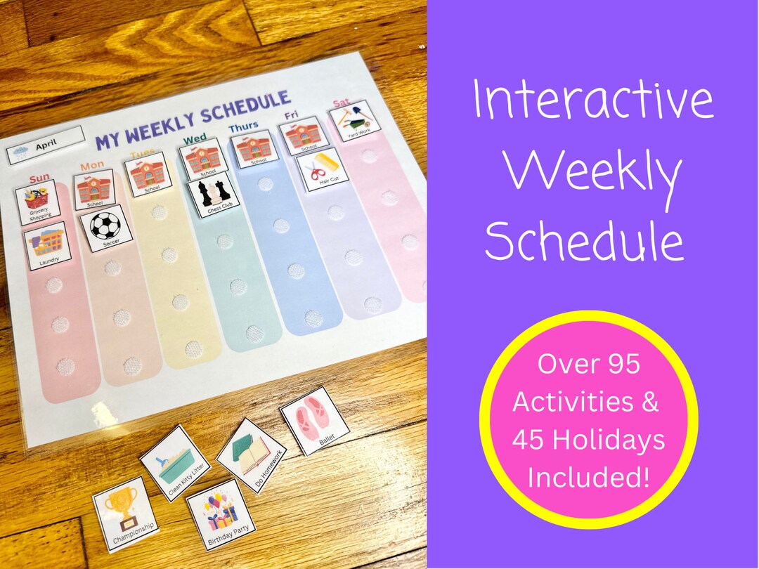 Kids Weekly Schedule Interactive Schedule Responsibilities - Etsy