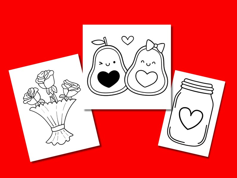 15 Valentine's Day Coloring Pages Love Heart February - Etsy
