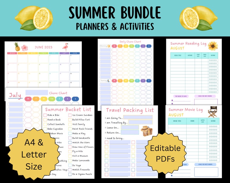 Printable Summer Bundle Summer Planner Bundle Summer - Etsy
