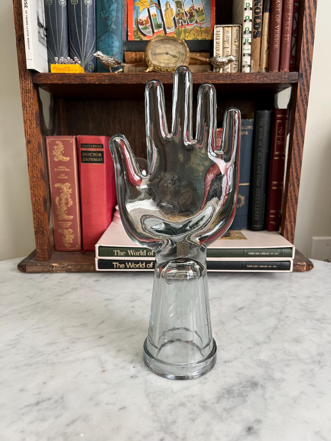 Vintage Smoky Glass Hand Form Display – Heavy Mid-century Industrial ...