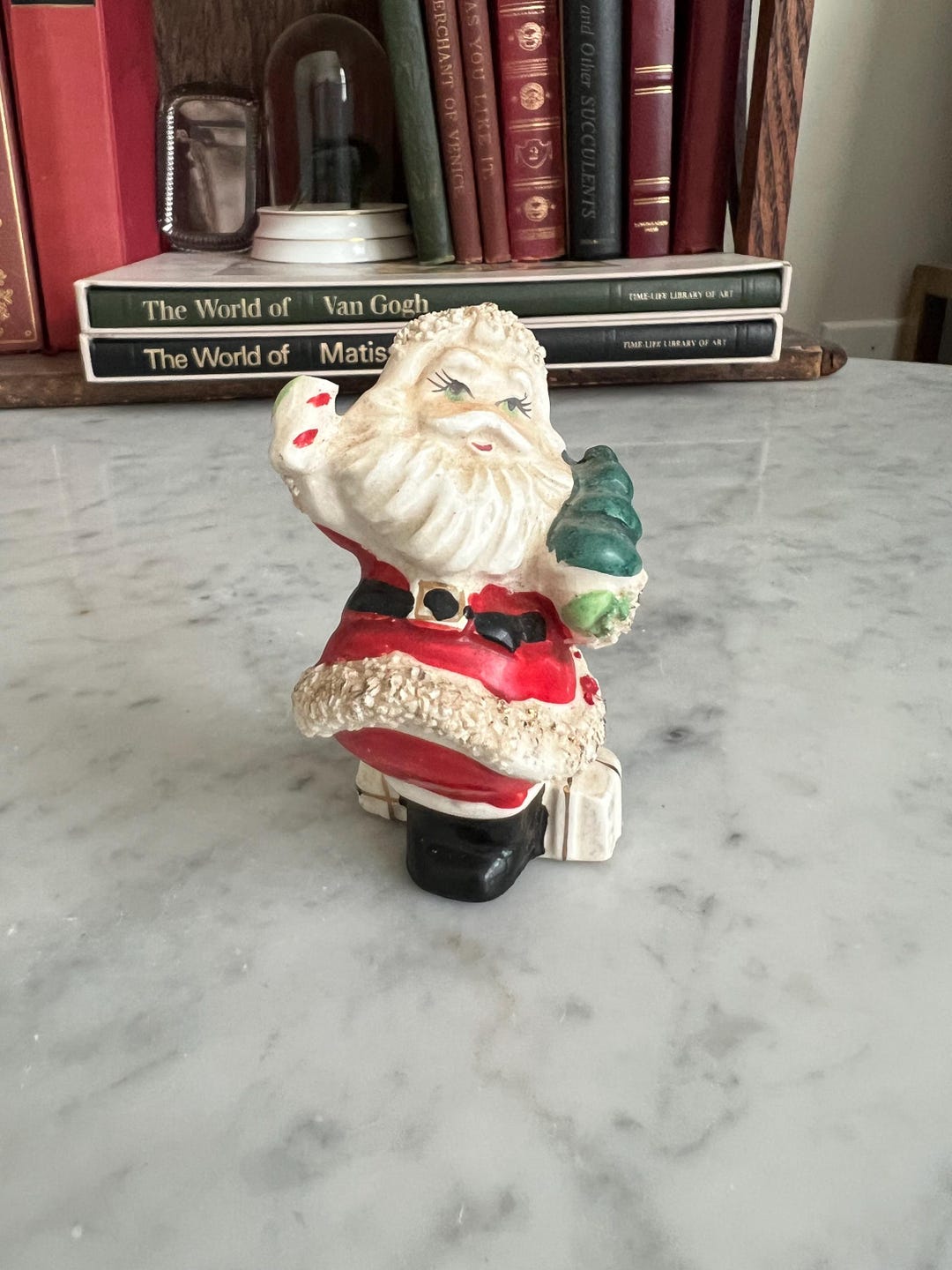 Vintage Lefton Santa Figurine: 1950s Hand-painted Ceramic Christmas ...