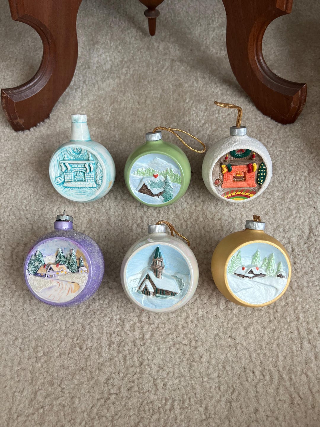 Vintage 1975 Duncan Ceramic Christmas Ornaments: Hand-painted Winter ...