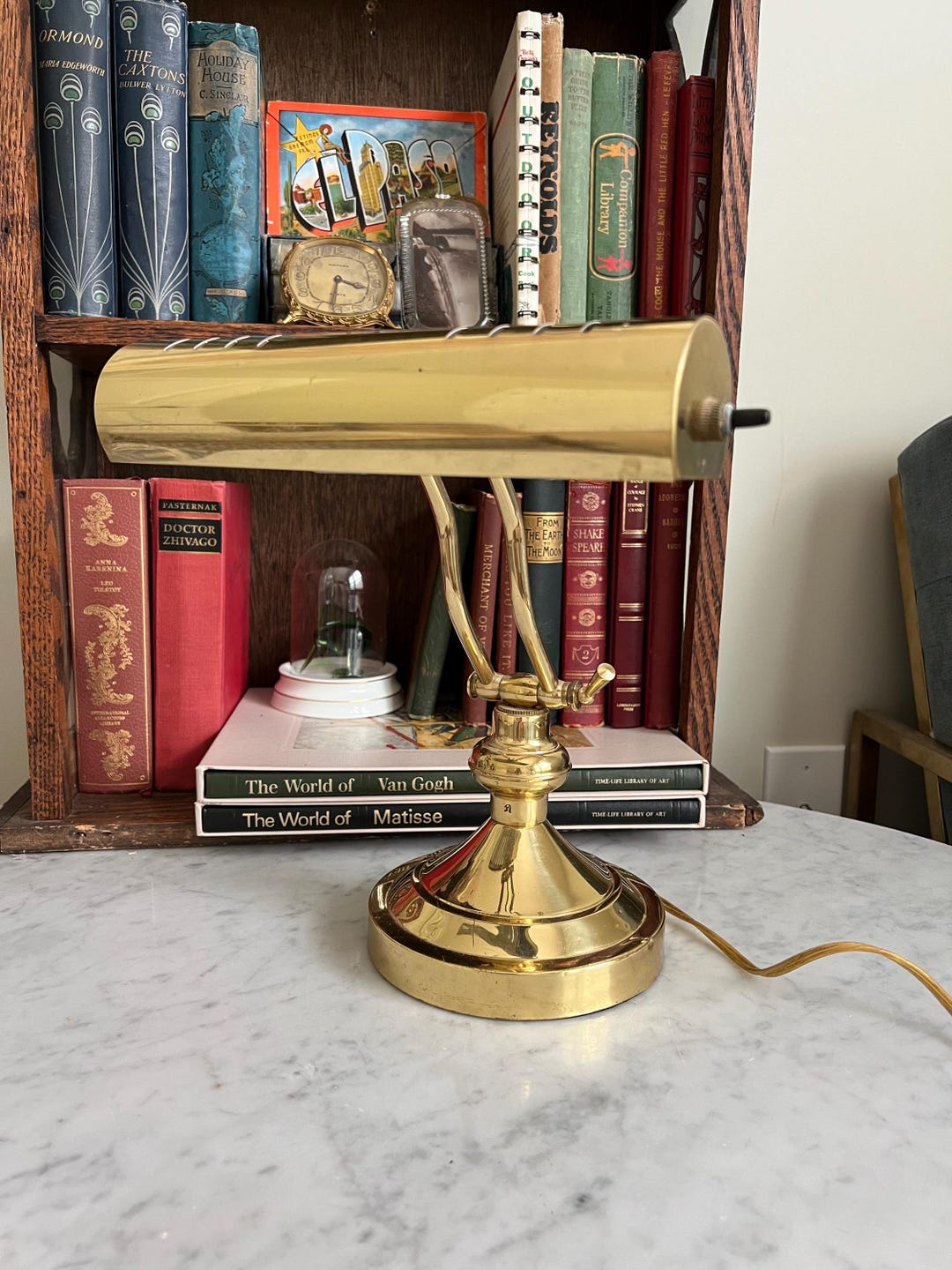 Vintage Brass Bankers Desk Lamp – Adjustable Mid-century Task Light ...