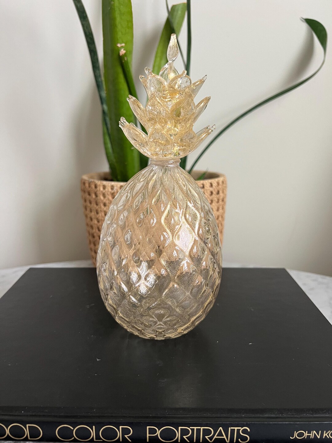 Vintage 1960s Murano Glass Pineapple Sculpture Aventurine Gold Made by ...