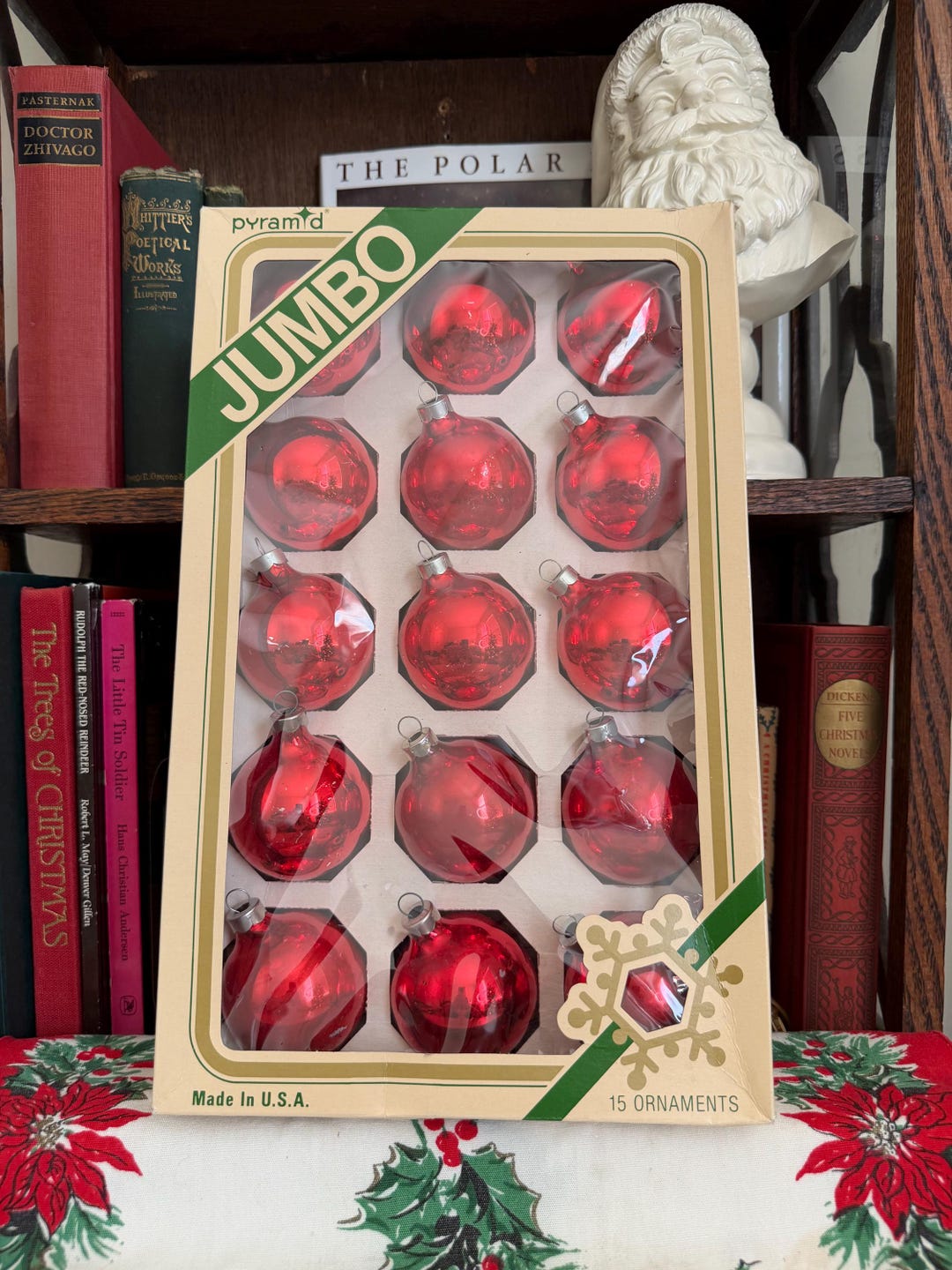 Vintage Pyramid Jumbo Red Glass Ornaments - Set of 15, Made in USA - Etsy
