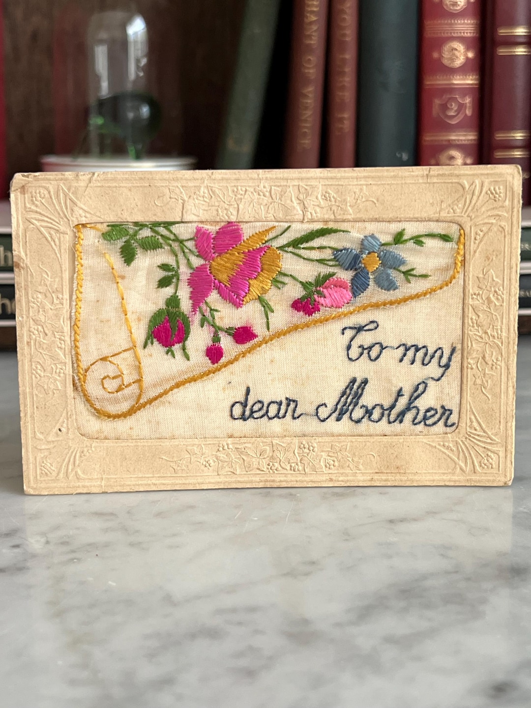 Antique WWI Embroidered Silk Postcard: "to My Dear Mother", Vise Paris ...