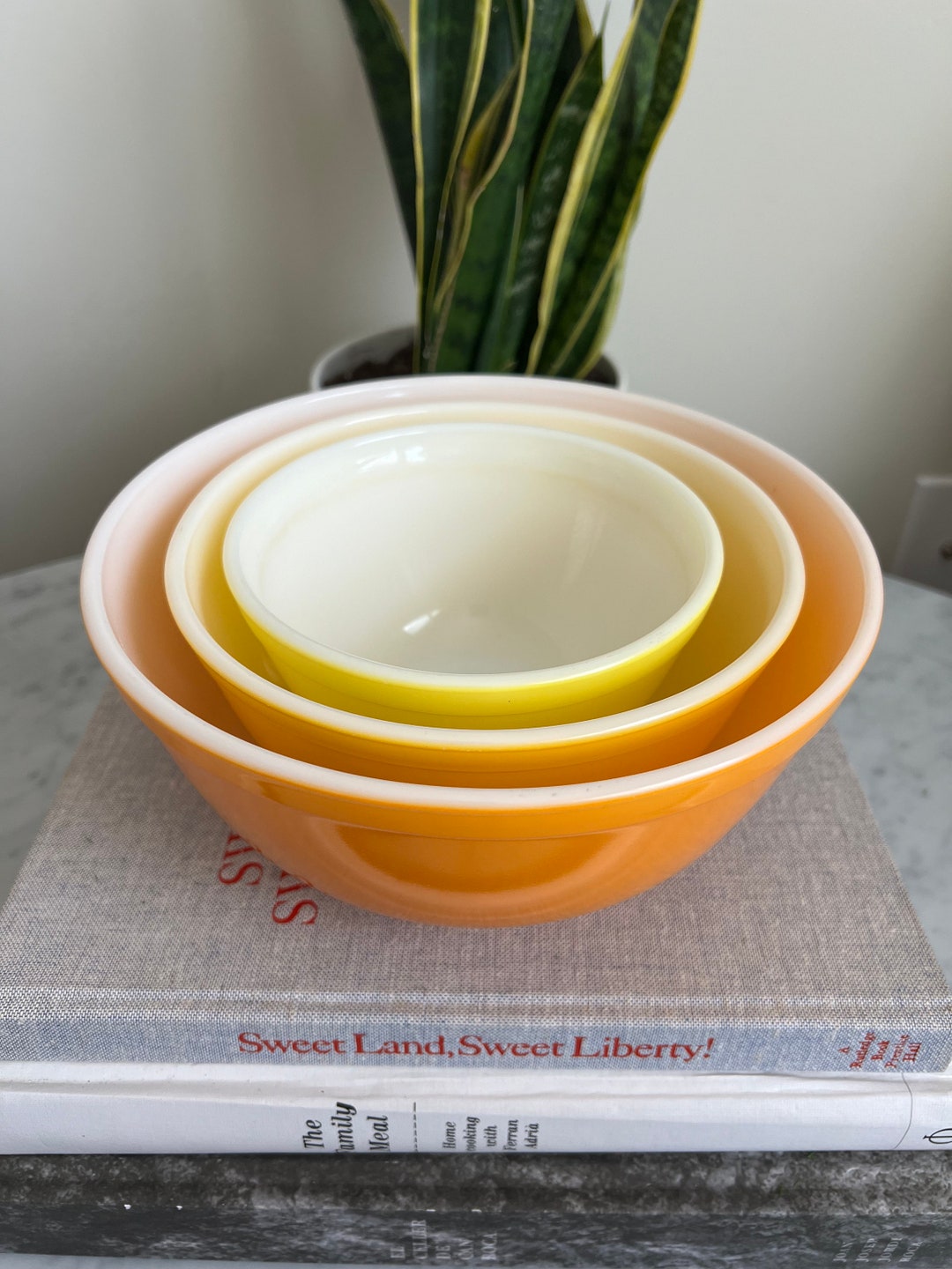 Set of 3 PYREX Daisy Citrus Mixing Bowls Vintage Pyrex Mixing Bowl Set ...