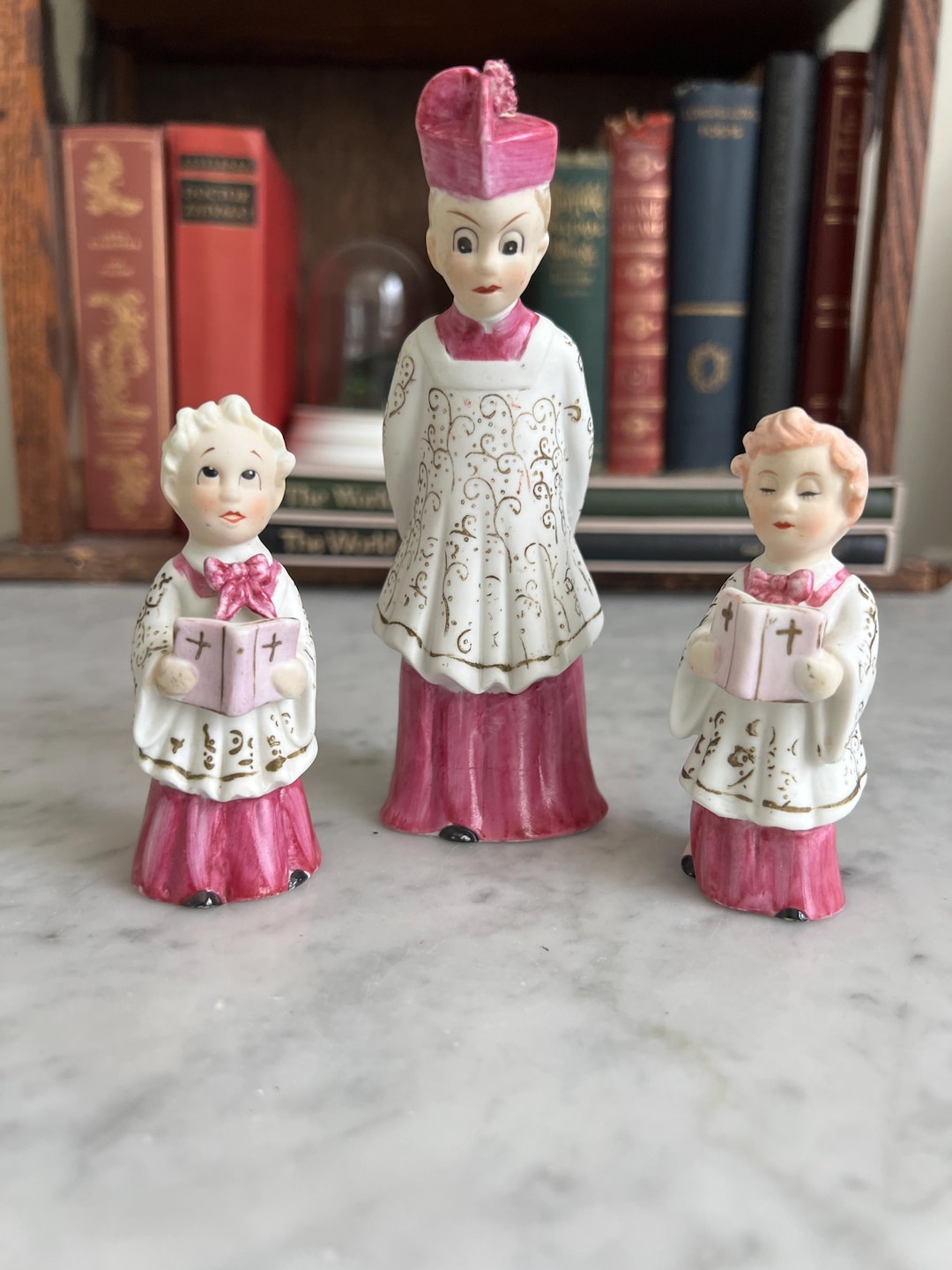 Lefton Bishop & Altar Boys Figurine Set: Kitsch Mid-century Catholic ...