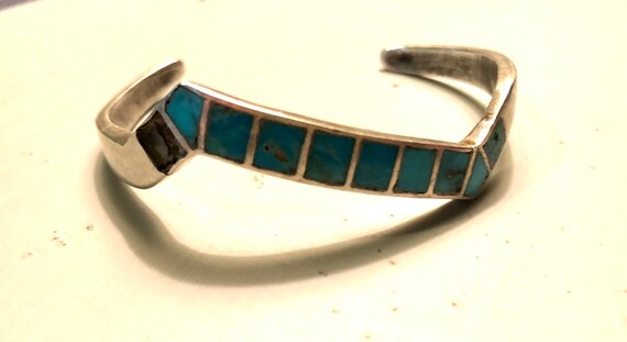 Vintage Native American Navajo Inlay Kingman Turquois… - Gem