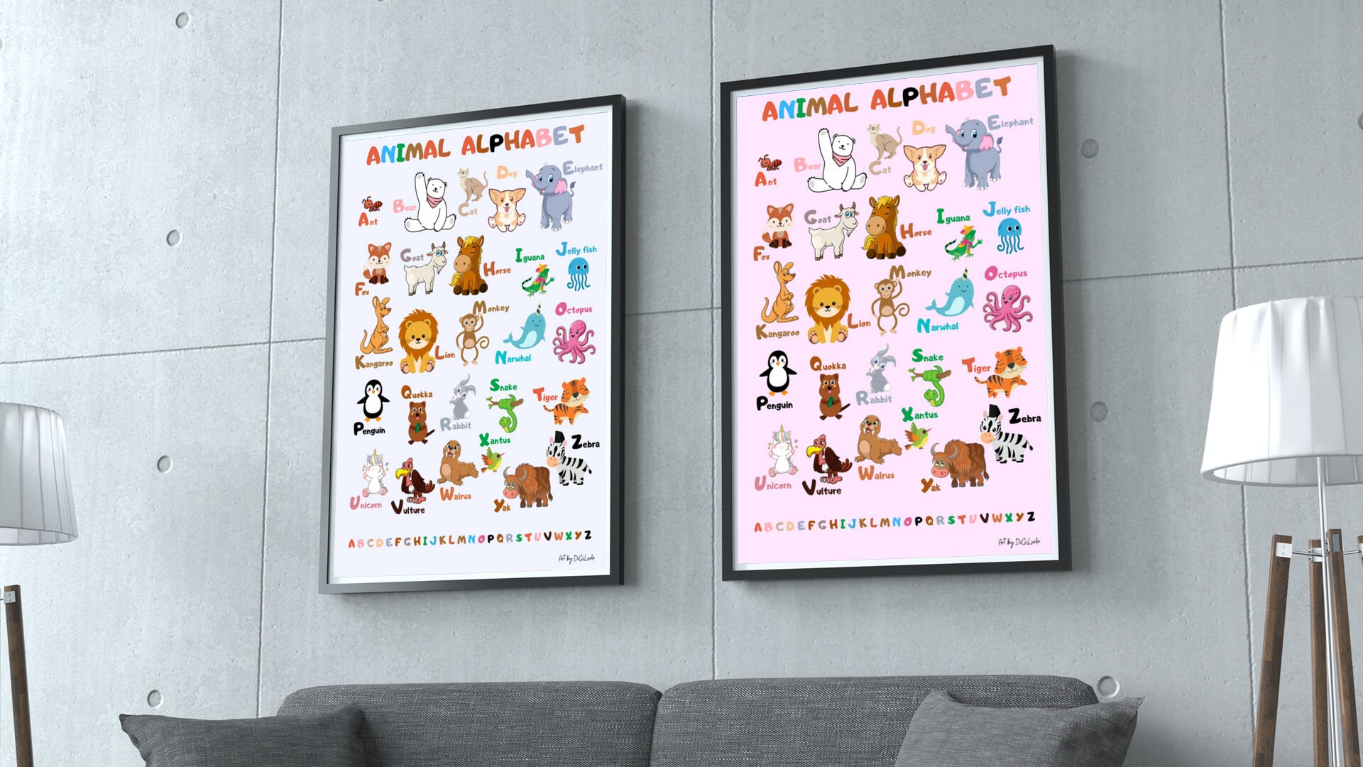 Animal Alphabet Poster ABC Poster PRINTABLE Wall Art Kids Room - Etsy