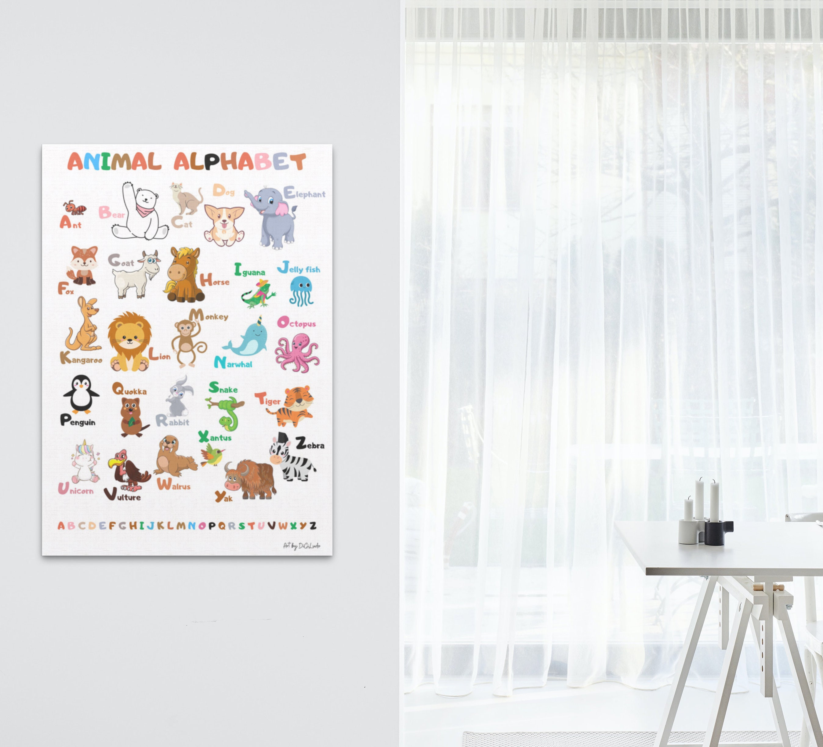 Animal Alphabet Poster ABC Poster PRINTABLE Wall Art Kids Room - Etsy