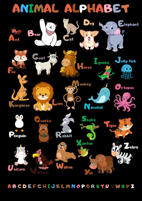 Animal Alphabet Poster ABC Poster PRINTABLE Wall Art Kids Room - Etsy