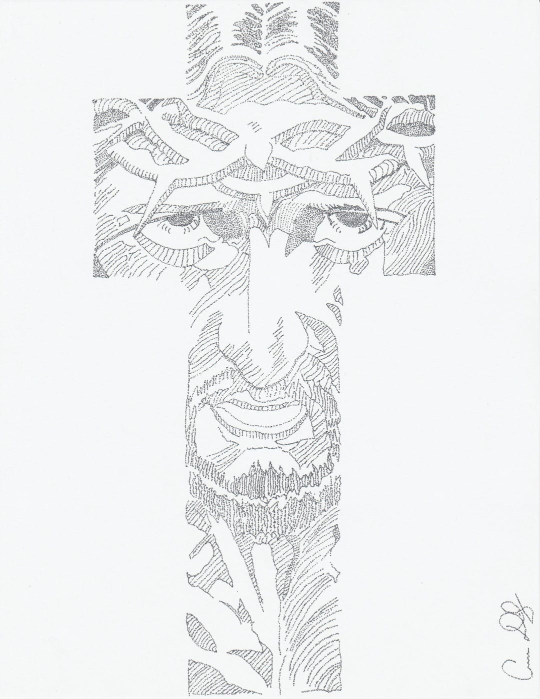 Jesus Christ - Crown of Thorns - Stippling Digital Artwork - Religious ...