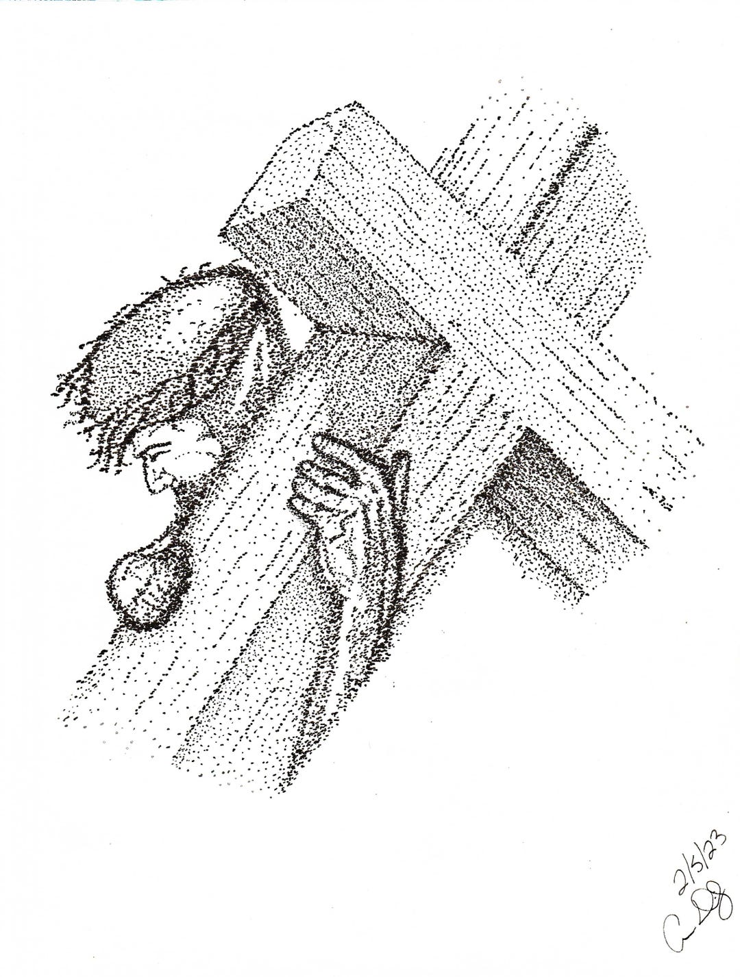 Jesus Carrying the Cross - Stippling Artwork - Digital Print ...