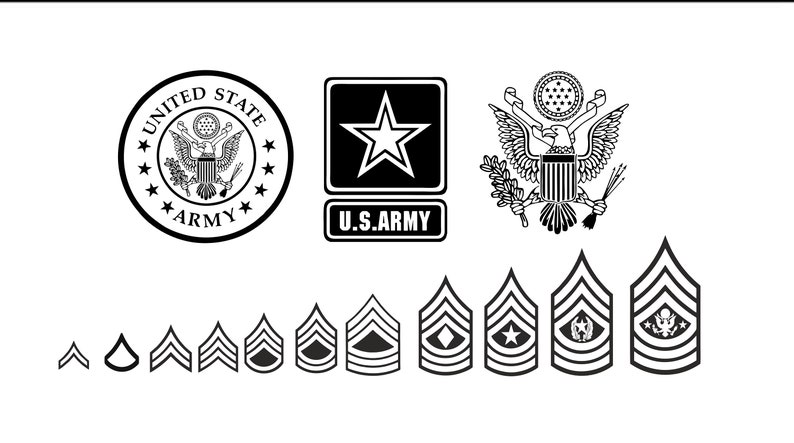 US Army Enlisted Rank Insignia SVG Military Frame Clip Art - Etsy