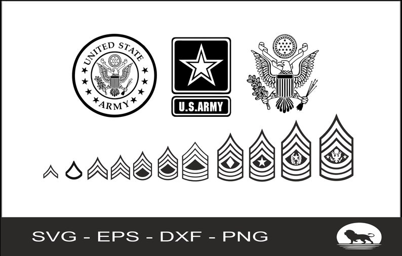 US Army Enlisted Rank Insignia SVG Military Frame Clip Art - Etsy