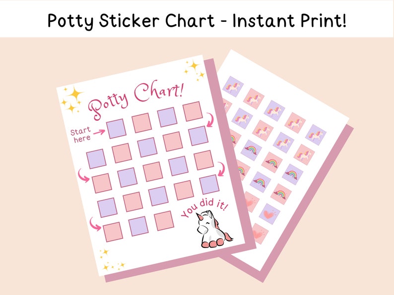 Potty Chart Printable Kids Potty Chart Potty Reward Chart Sticker Chart ...
