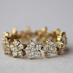 Flower Eternity Wedding Band Flower Sapphire Full Eternity Ring 14k ...